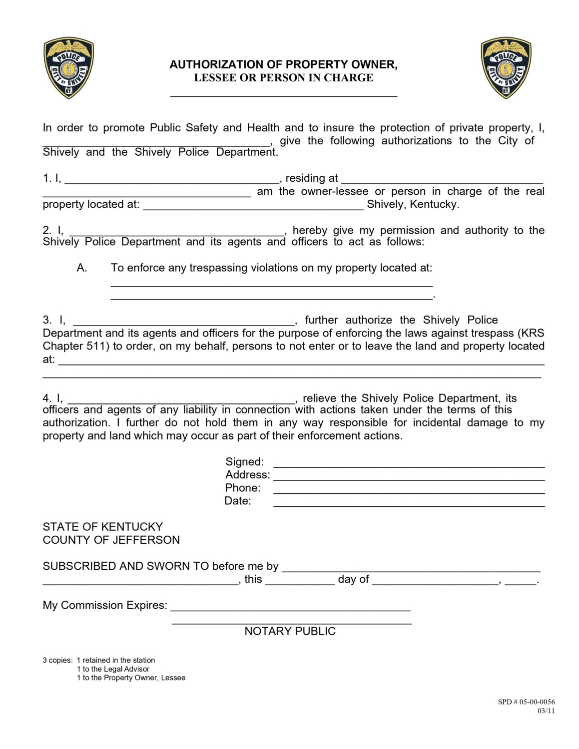 Shively Police Department – Colonel Emery Frye