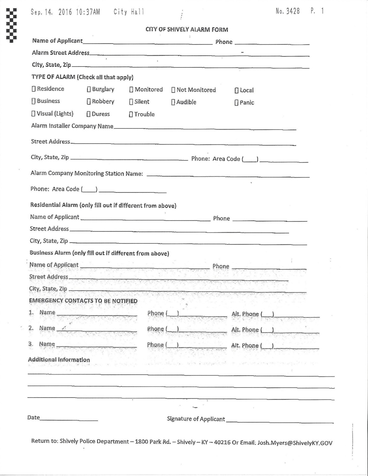 Forms – Shively Police Department
