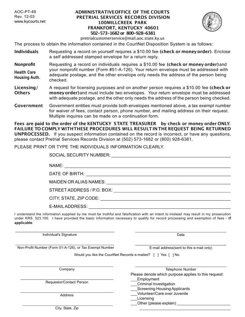 Forms – Shively Police Department
